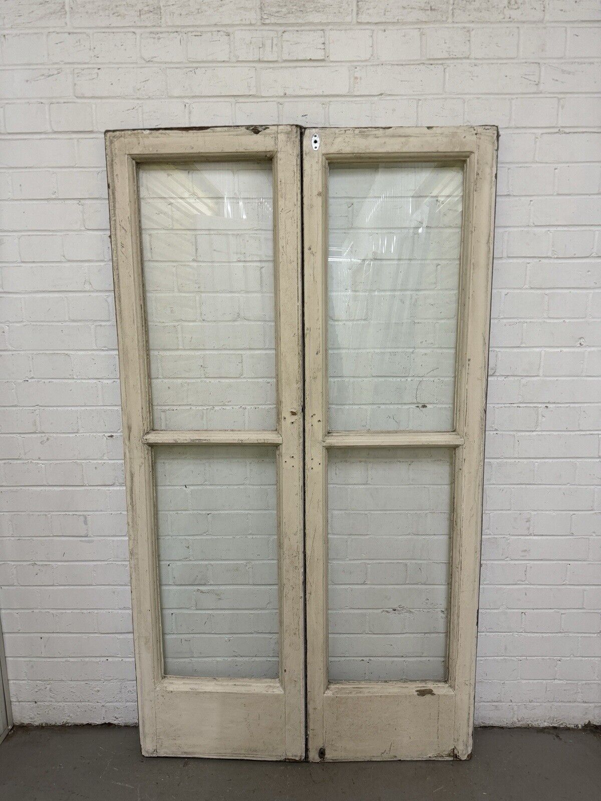Reclaimed French Single Panel Glass Wooden Double Doors 1680 or 1685mm ...