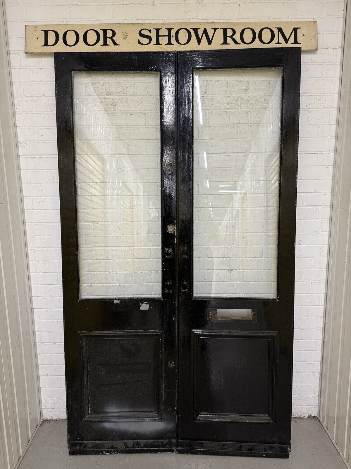 Large Reclaimed French Single Panel Glass Wooden Double Doors 2220 x 1 ...