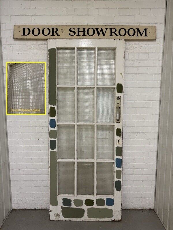 Reclaimed Georgian Cross Reeded Glass Wooden Panel Door 2055mm x 835mm ...