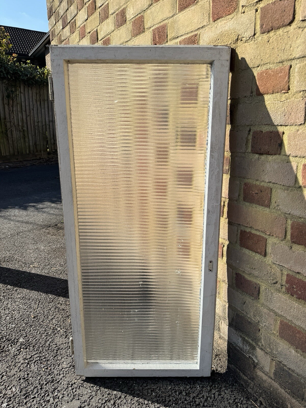Reclaimed Frosted Reeded Glass Wooden Window 1140 or 1120mm x 525 or 5 ...