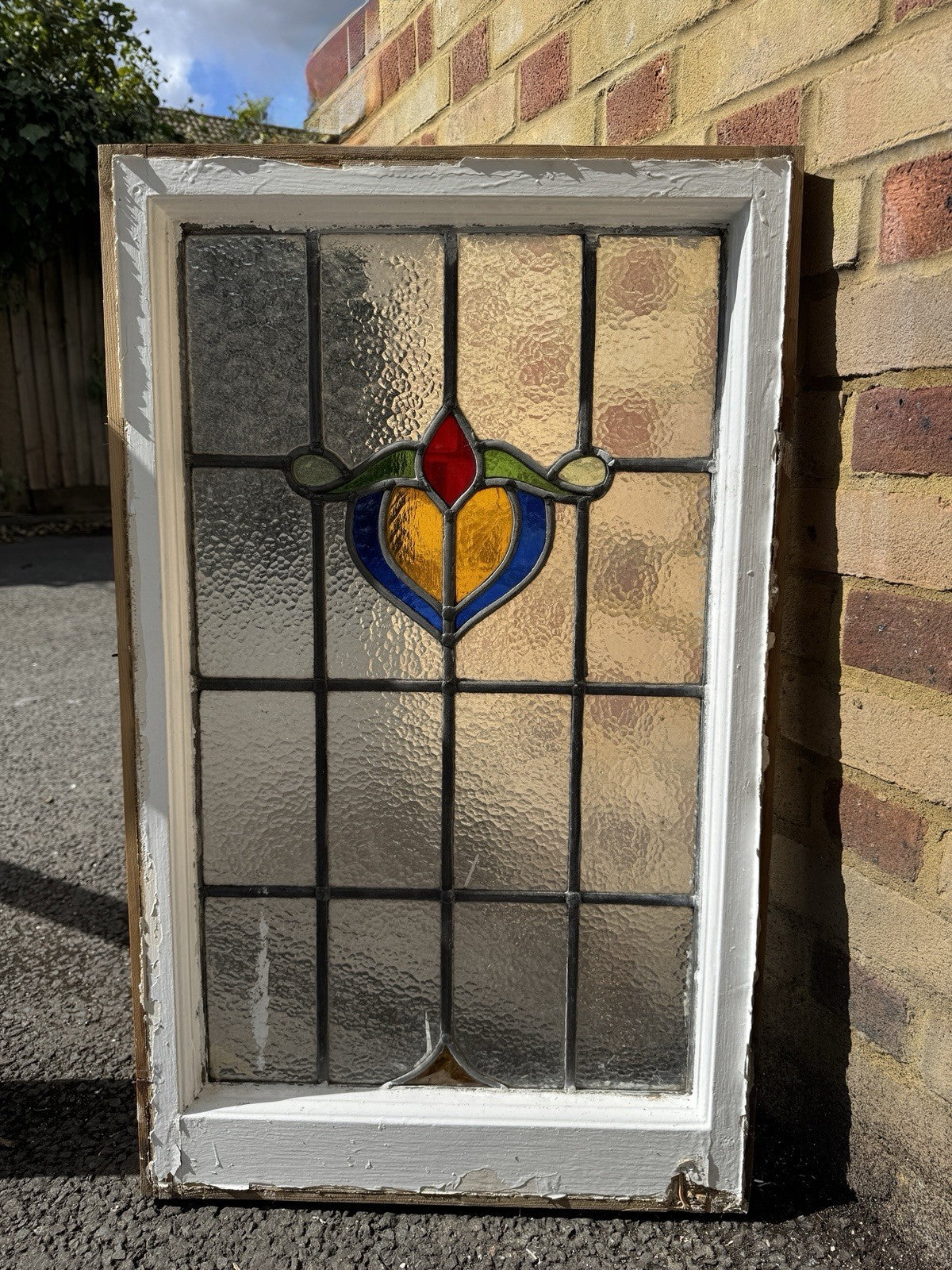 Reclaimed Leaded Light Stained Glass Window Panel 870 x 530mm ...