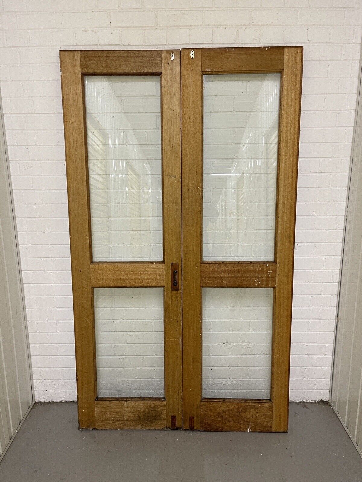 Reclaimed Old French Single Panel Glass Wooden Double Doors 1980 x 116 ...