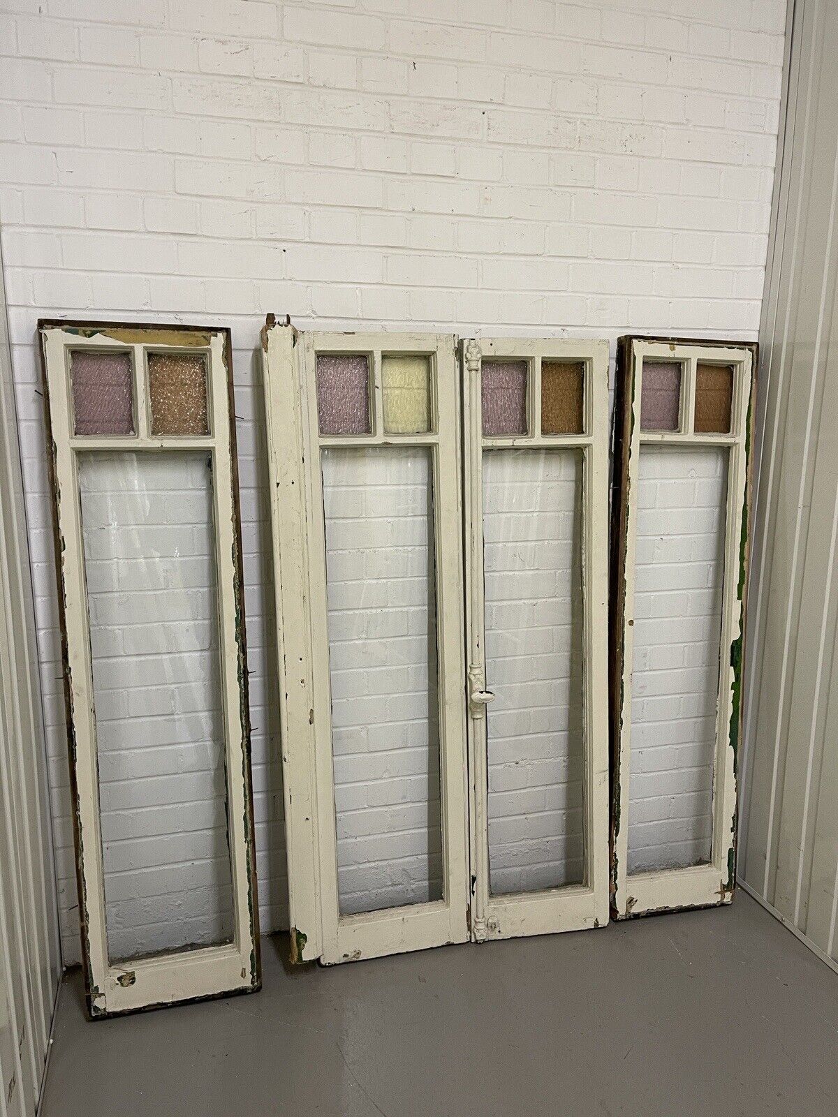 Reclaimed Old Georgian French Panel Wooden Windows With Side Panels ...