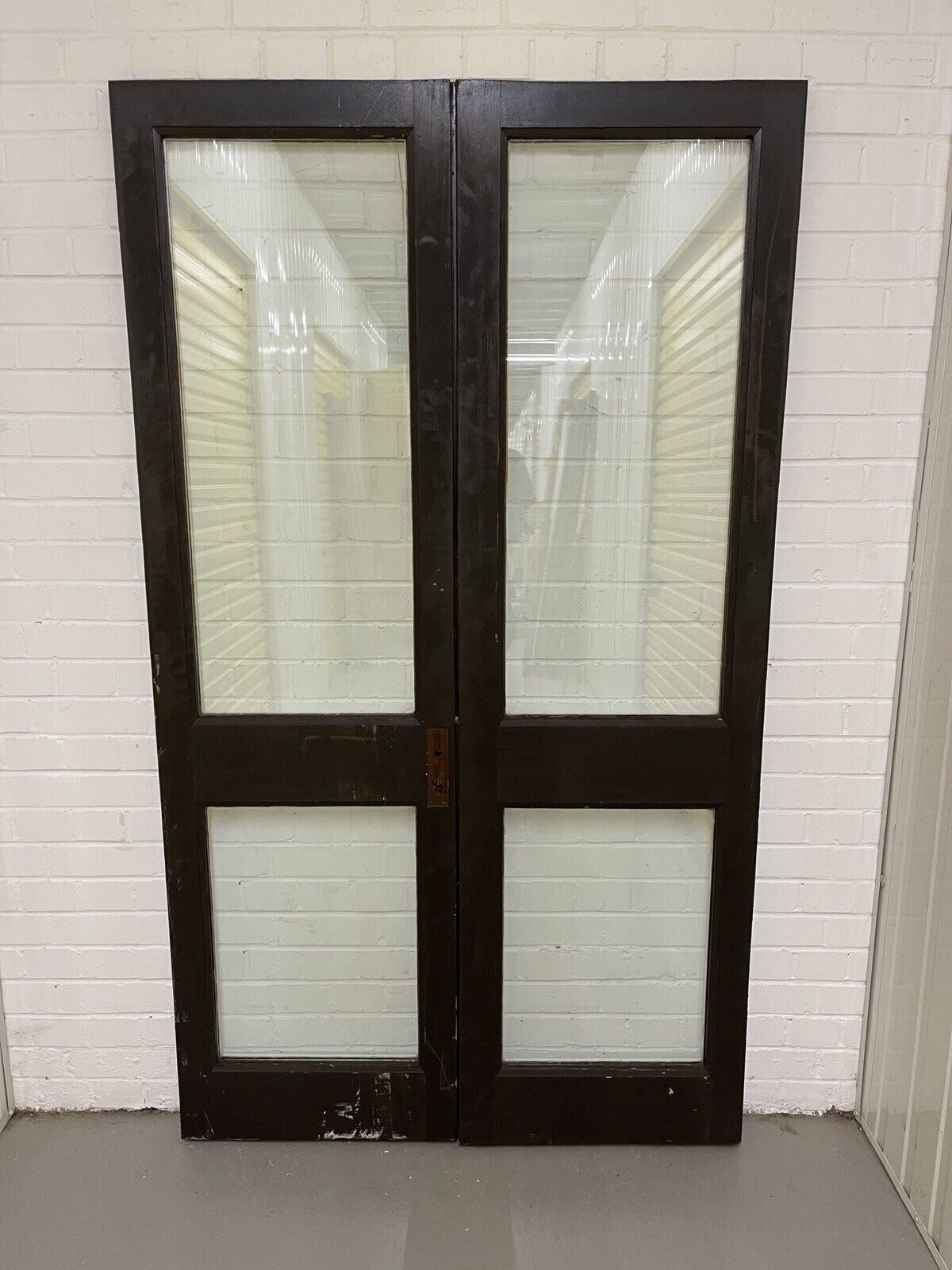 Reclaimed Old French Double Glazed Glass Wooden Double Doors 1980mm x ...